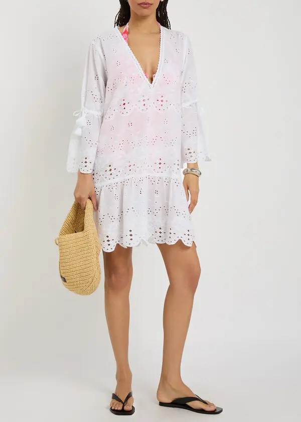 Melissa Odabash Embroidered Mini Cotton Dress