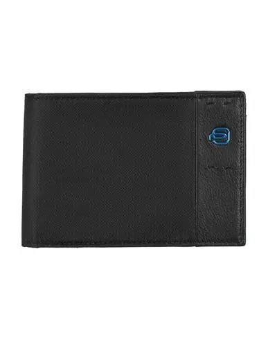 PIQUADRO Wallet Leather, Textile Fibers - Black