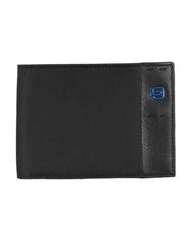 PIQUADRO Wallet Leather, Textile Fibers - Black