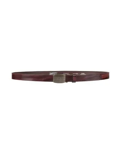 DIESEL® Leather Belt With Logo Buckle - Brown