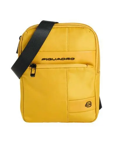 PIQUADRO Cross-body Bag In Cow Leather, Eva Nylon, Polyester, And Metal - Mustard