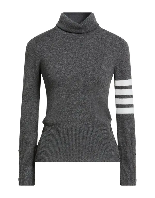 Thom Browne Turtleneck Cashmere Knit Top - Grey