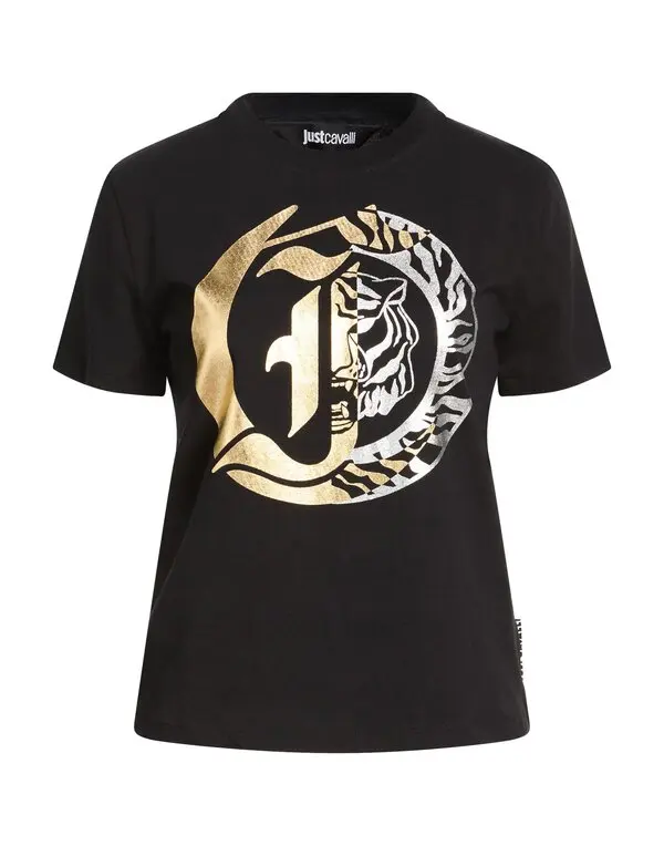 Just Cavalli Cotton T-shirt With Metallic Logo Print