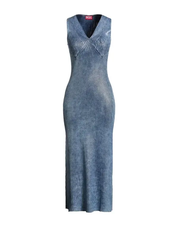 DIESEL® Ribbed Cotton Maxi Dress With V-neck