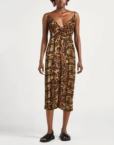 MISS BIKINI LUXE Leopard-print V-neck Midi Dress