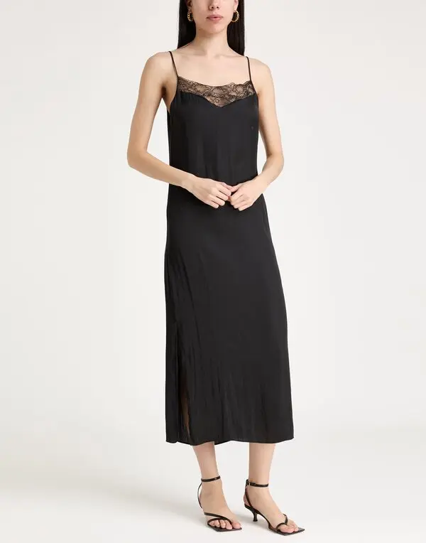 Maje Midi Slip Dress With Lace