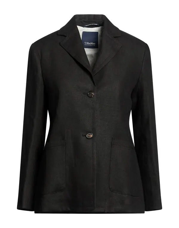 Max Mara Single-breasted Linen Blazer - Black