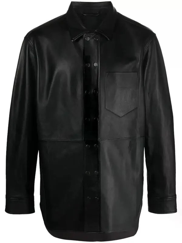Neil Barrett Spread-collar Leather Jacket