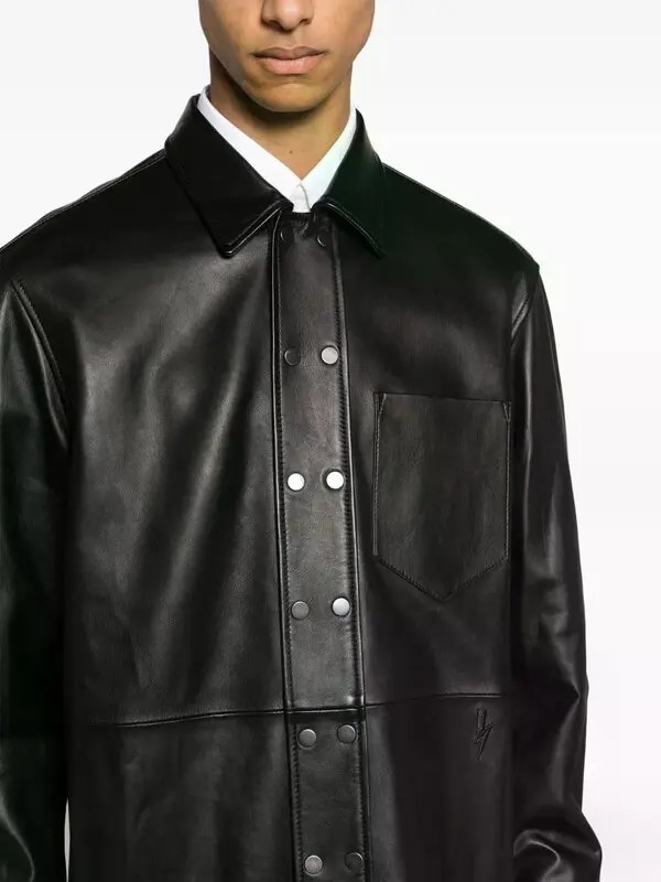 Neil Barrett Spread-collar Leather Jacket
