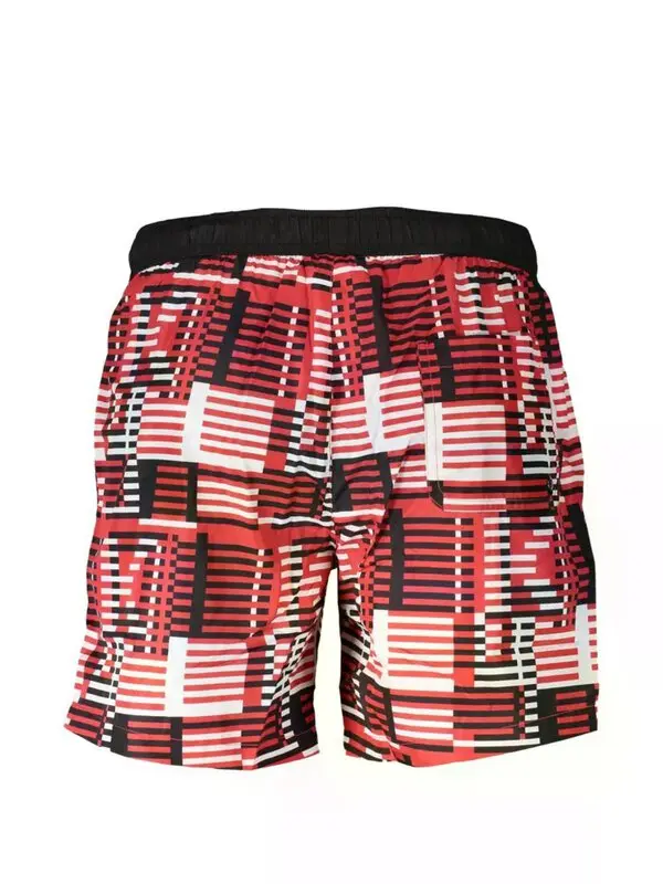 Karl Lagerfeld Geometric-print Swim Shorts - Red