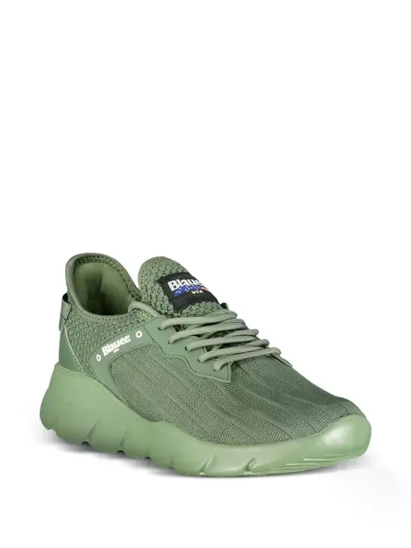 BLAUER. Knitted Lace-up Sneakers - Green