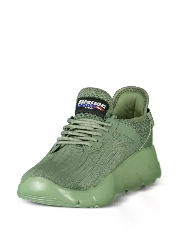 BLAUER. Knitted Lace-up Sneakers - Green