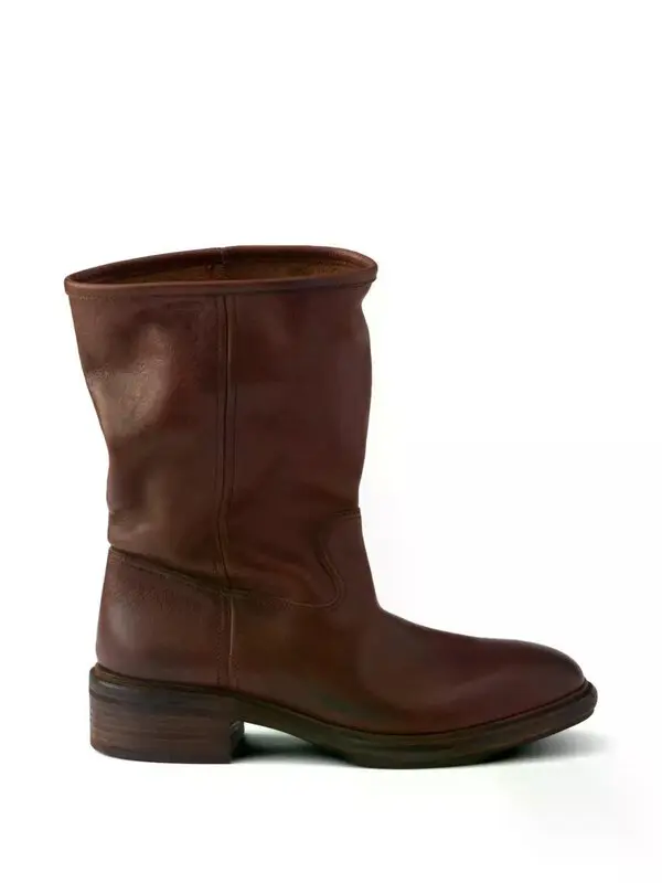 Prada Vintage Effect Leather Mid-calf Boots