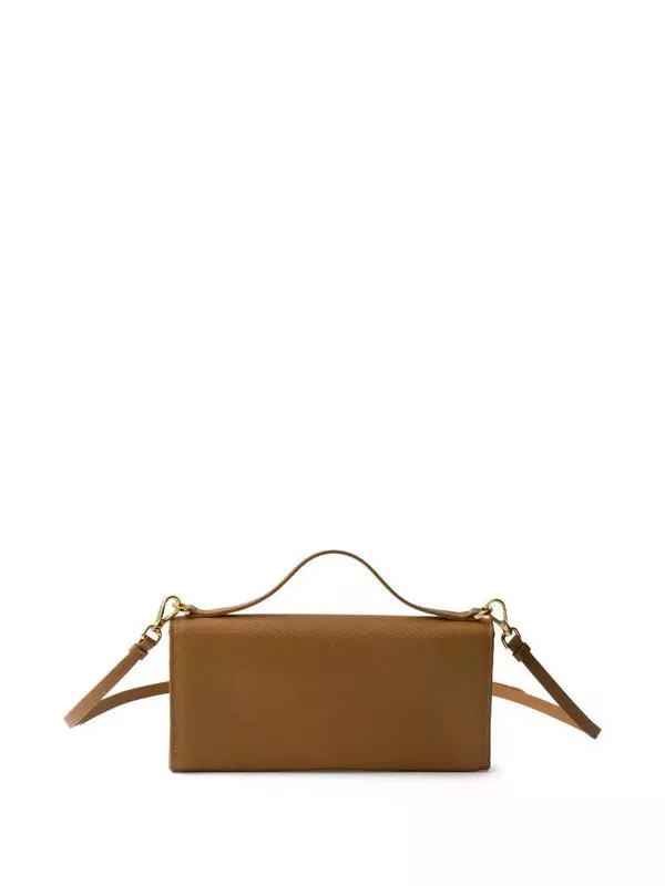 Prada Saffiano Leather Wallet With Shoulder Strap - Neutrals