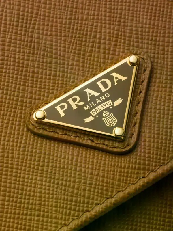Prada Saffiano Leather Wallet With Shoulder Strap - Neutrals