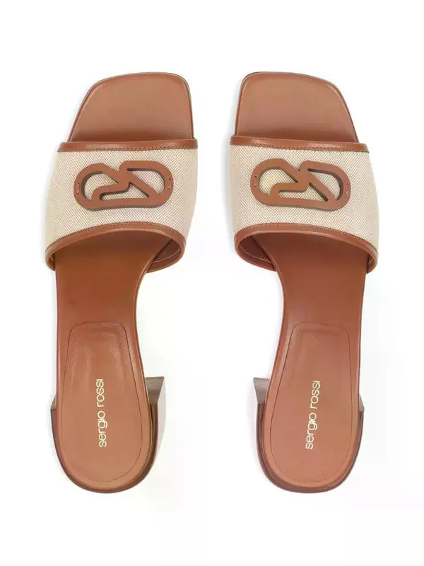 SERGIO ROSSI Logo-appliqué Block Heel Sandals