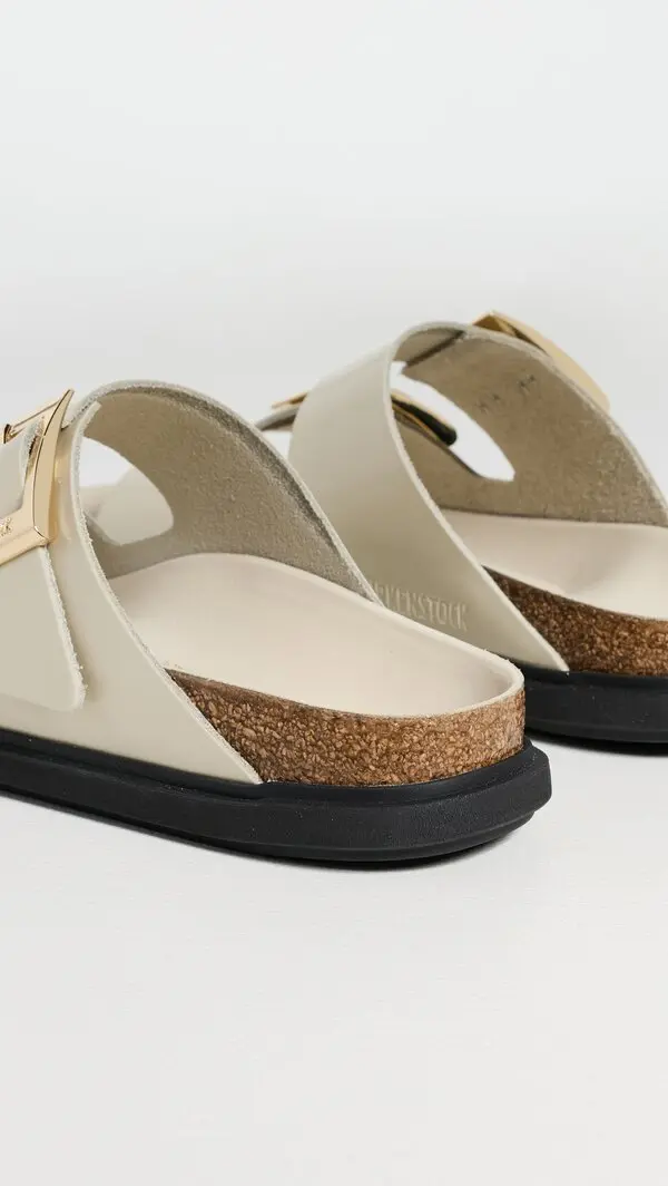 BIRKENSTOCK Arizona Droplet Buckle High Shine Sandals - Ecru