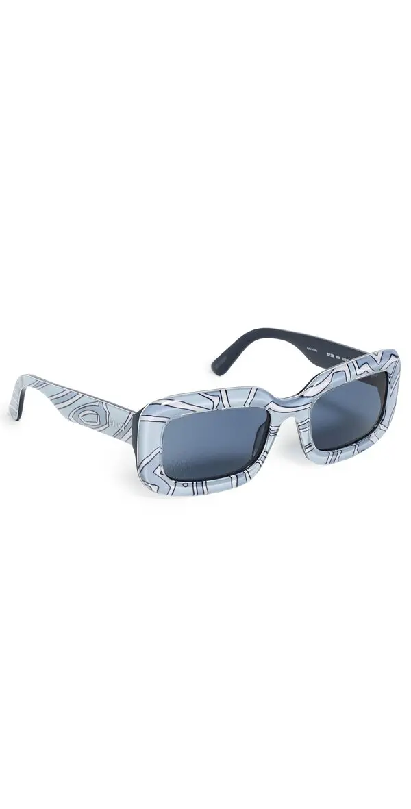 Emilio Pucci Square Frame Sunglasses - Shiny Blue Labrinto Print