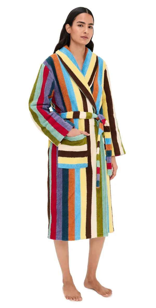 DUSEN DUSEN Stripe Bathrobe - Eucalyptus