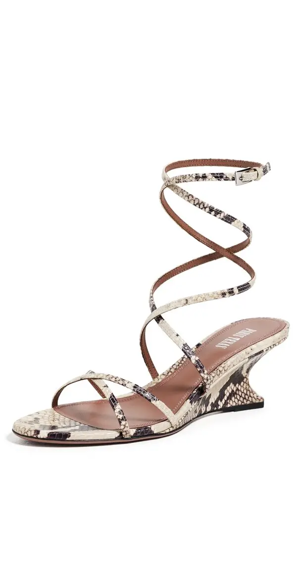 Paris Texas Nina Lace Up Wedge Sandals - Naturale