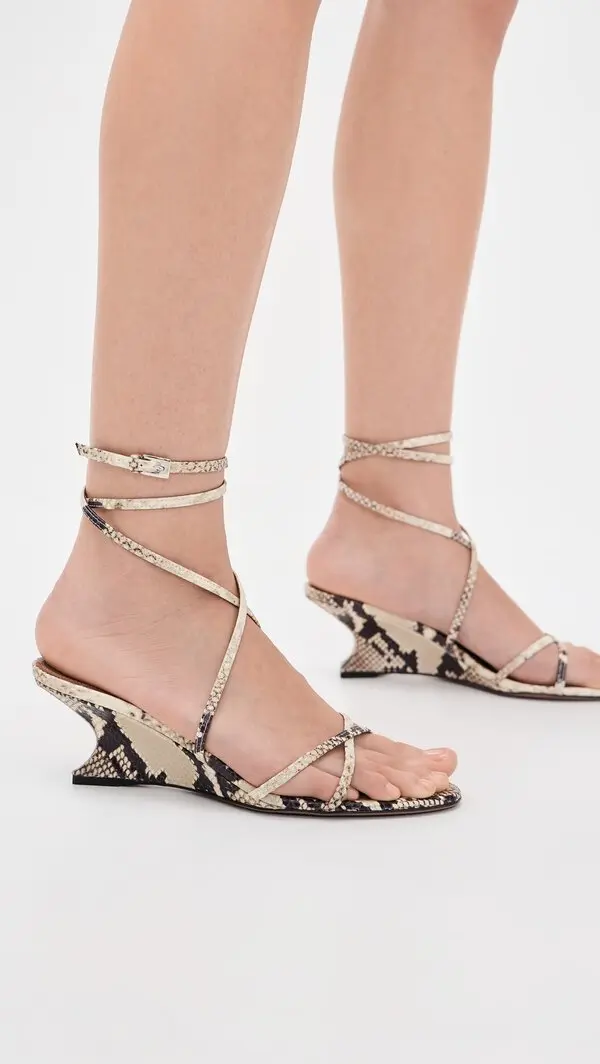 Paris Texas Nina Lace Up Wedge Sandals - Naturale