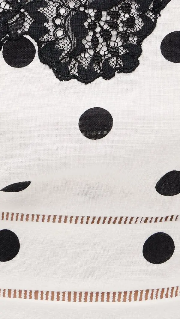 SELF-PORTRAIT Polka Dot Lace Trim Peplum Top