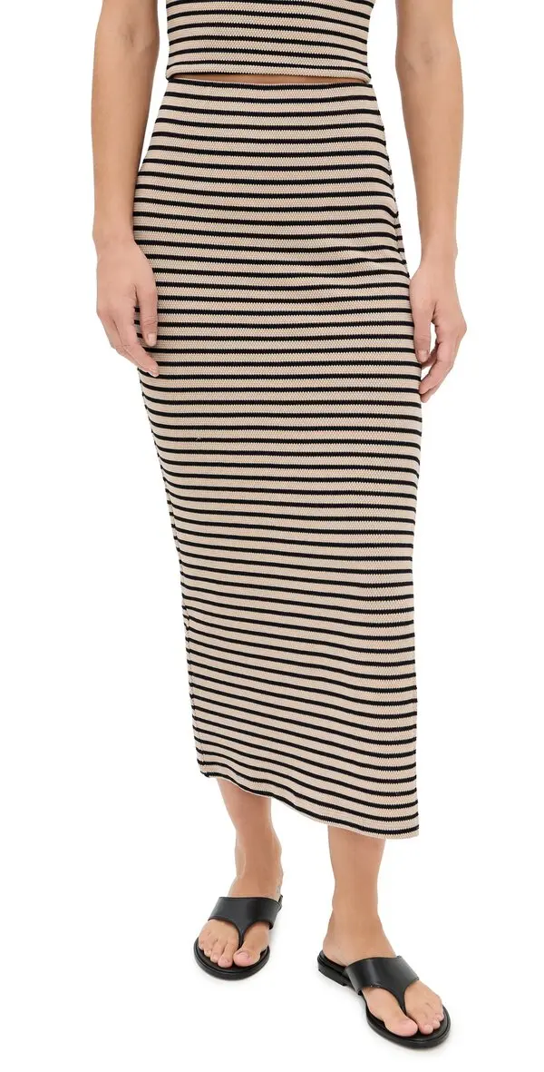 Z Supply Striped Knit Midi Skirt - Putty