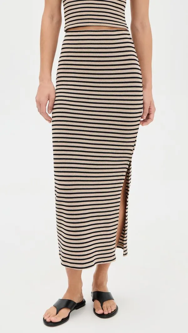 Z Supply Striped Knit Midi Skirt - Putty