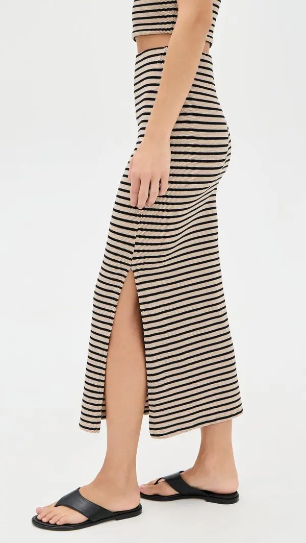 Z Supply Striped Knit Midi Skirt - Putty