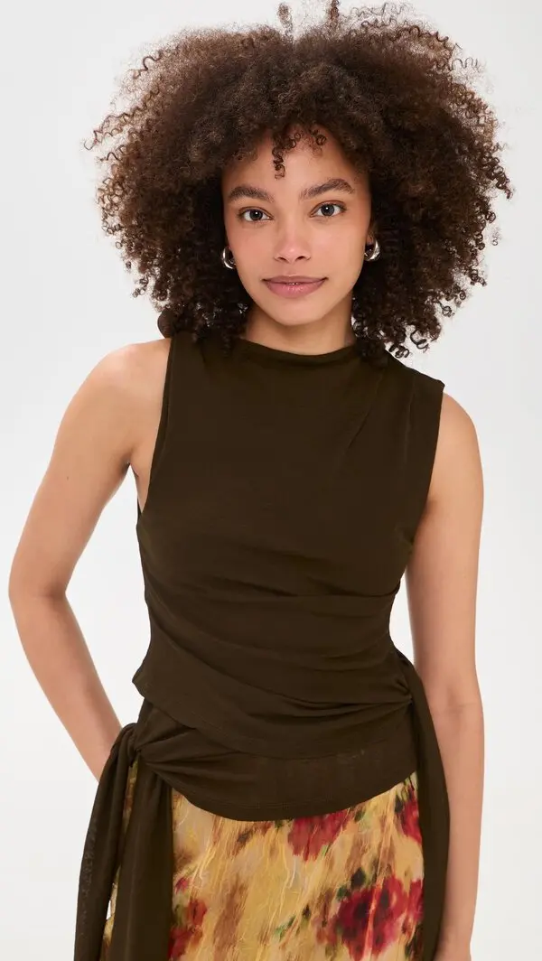 GANNI Marl Mesh Tank Top - Demitasse