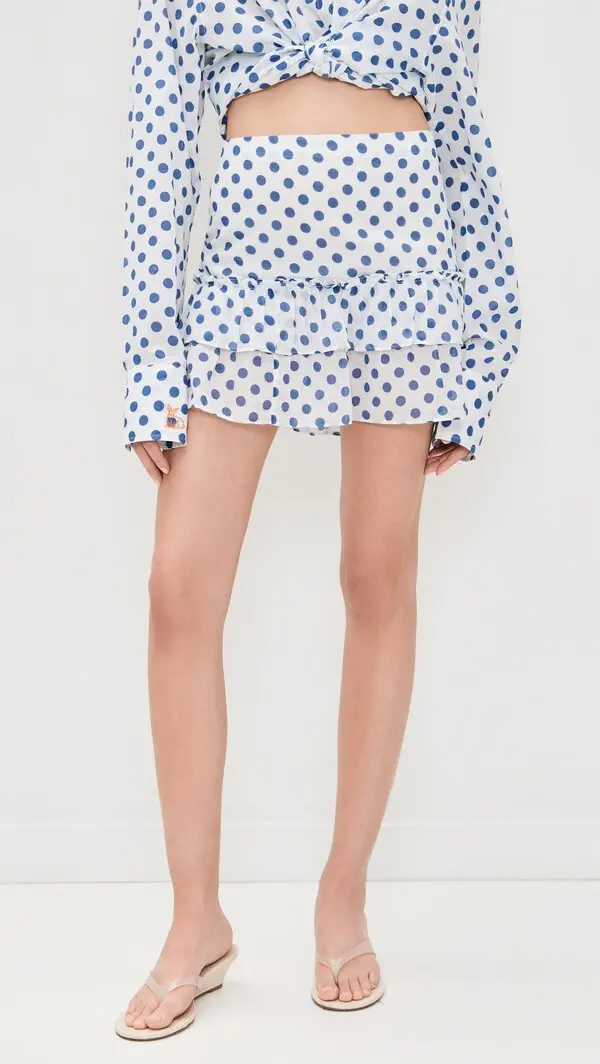 CONIGLIO PALM BEACH Mini Skirt With Drawstring Waist - Pacific Dot