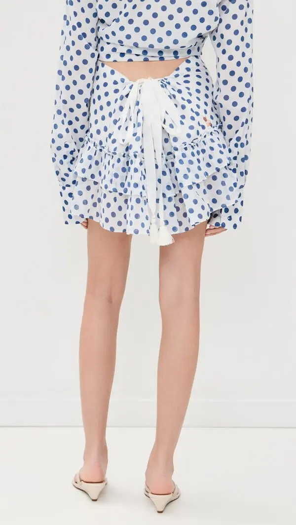 CONIGLIO PALM BEACH Mini Skirt With Drawstring Waist - Pacific Dot