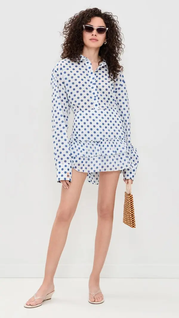 CONIGLIO PALM BEACH Mini Skirt With Drawstring Waist - Pacific Dot