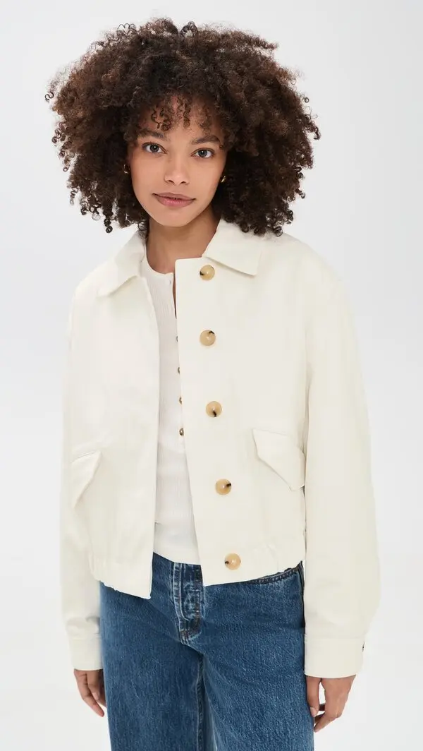 Vince Cotton Bomber Jacket - Chalk