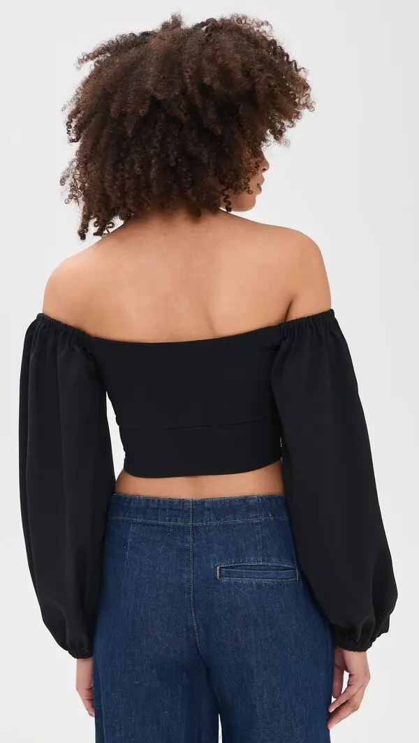 Susana Monaco Off-shoulder Puff Sleeve Top - Black
