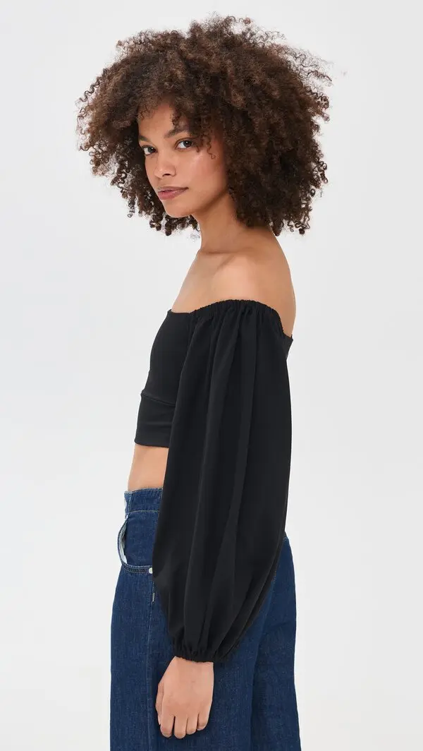Susana Monaco Off-shoulder Puff Sleeve Top - Black