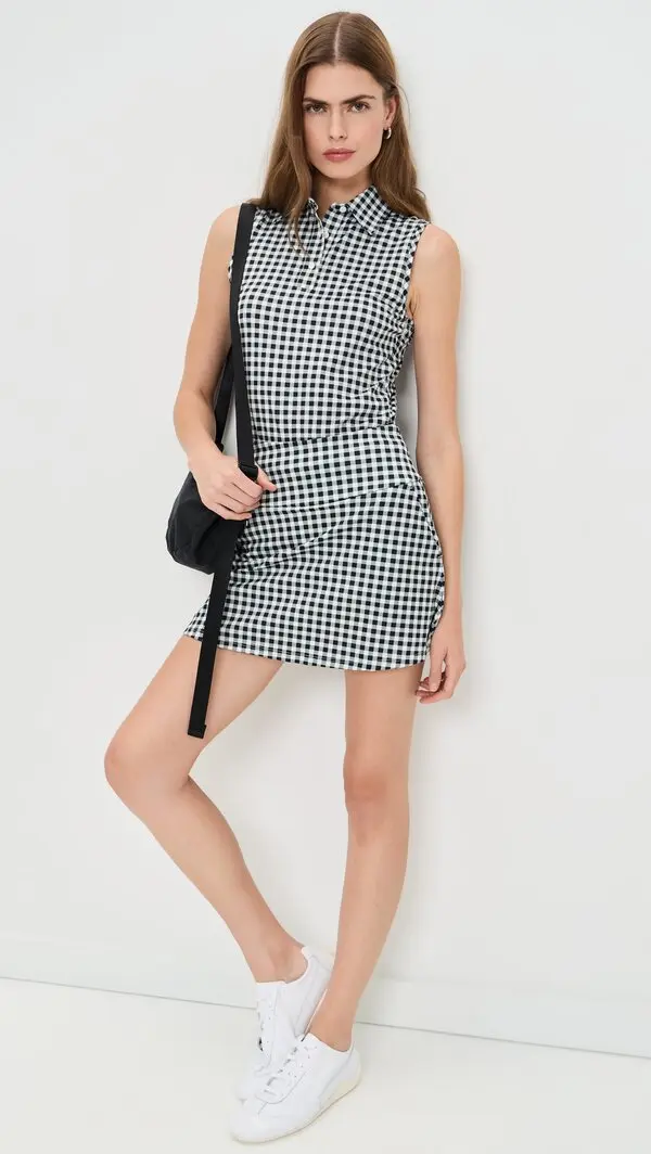 RHONE Gingham Check Sport Skort - Black Gingham