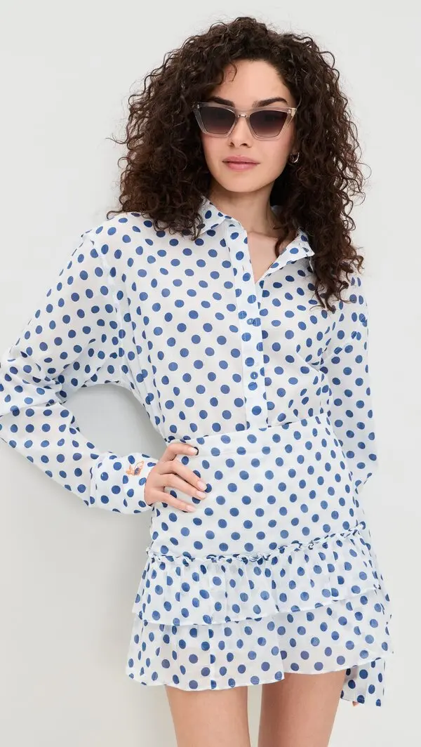 CONIGLIO PALM BEACH Polka-dot Voile Button-down Shirt - Pacific Dot