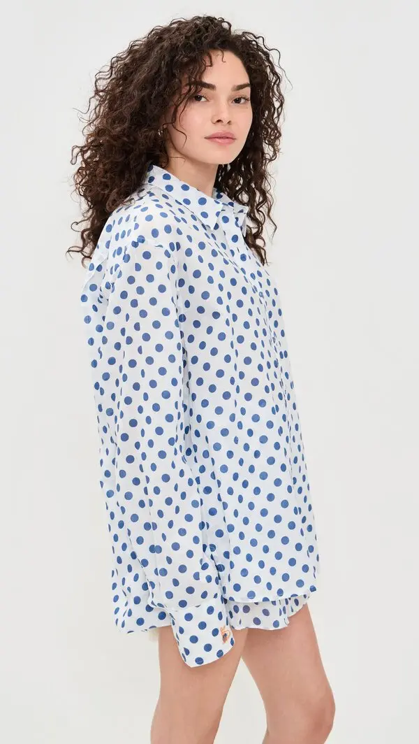 CONIGLIO PALM BEACH Polka-dot Voile Button-down Shirt - Pacific Dot