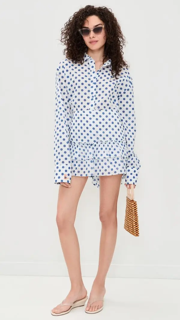 CONIGLIO PALM BEACH Polka-dot Voile Button-down Shirt - Pacific Dot