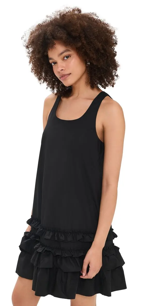GANNI U Neck Mini Dress - Black
