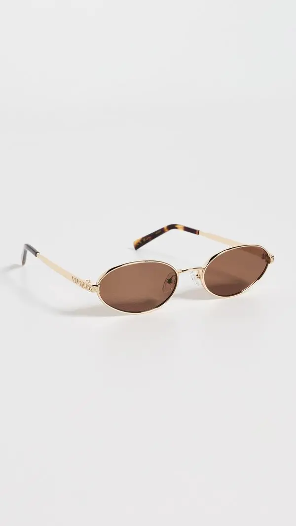 LUV LOU The Kendall Oval Frame Sunglasses - Gold