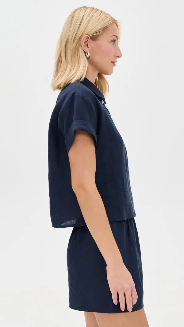 PERFECTWHITETEE Tabitha Linen Button-down Collared T-shirt