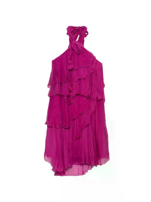 Dixie Ruffled Halterneck Dress - Pink