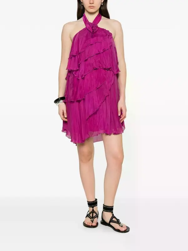 Dixie Ruffled Halterneck Dress - Pink