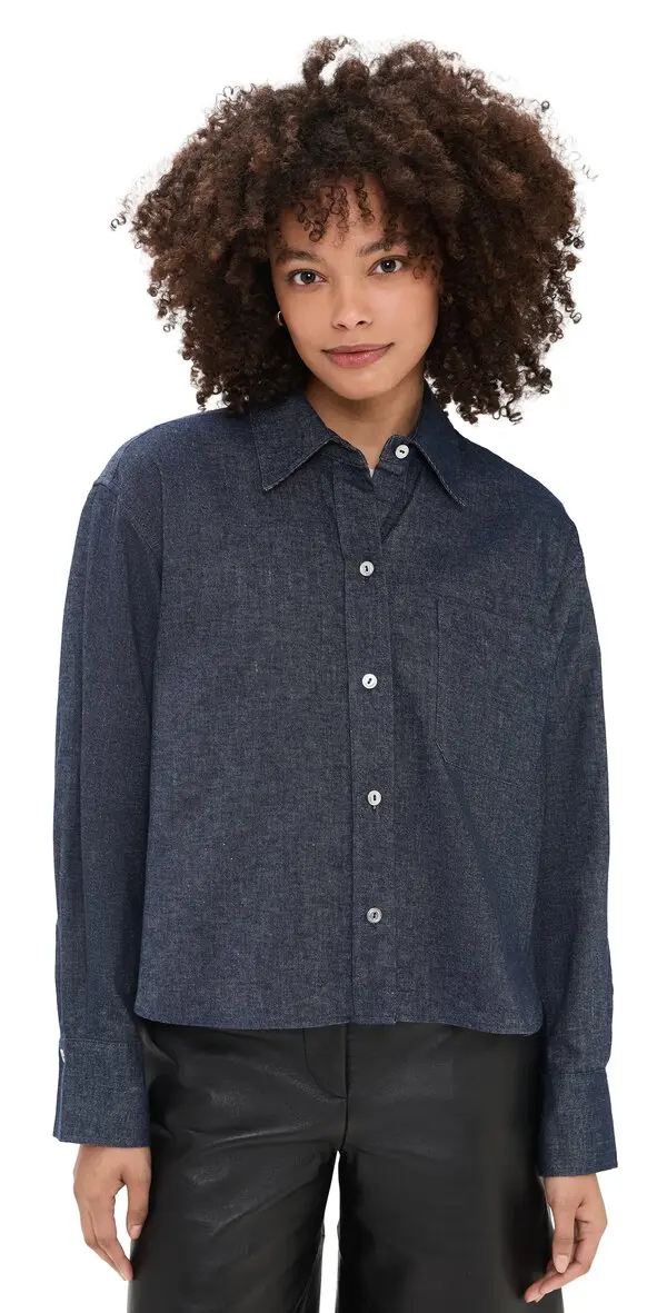 Vince Cropped Long Sleeve Shirt - Indigo
