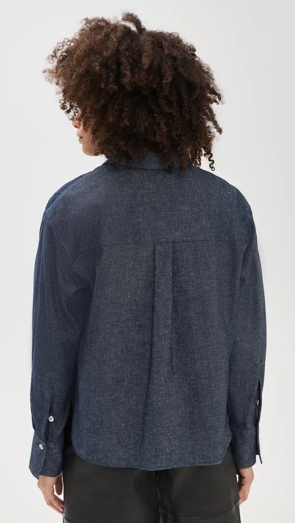 Vince Cropped Long Sleeve Shirt - Indigo