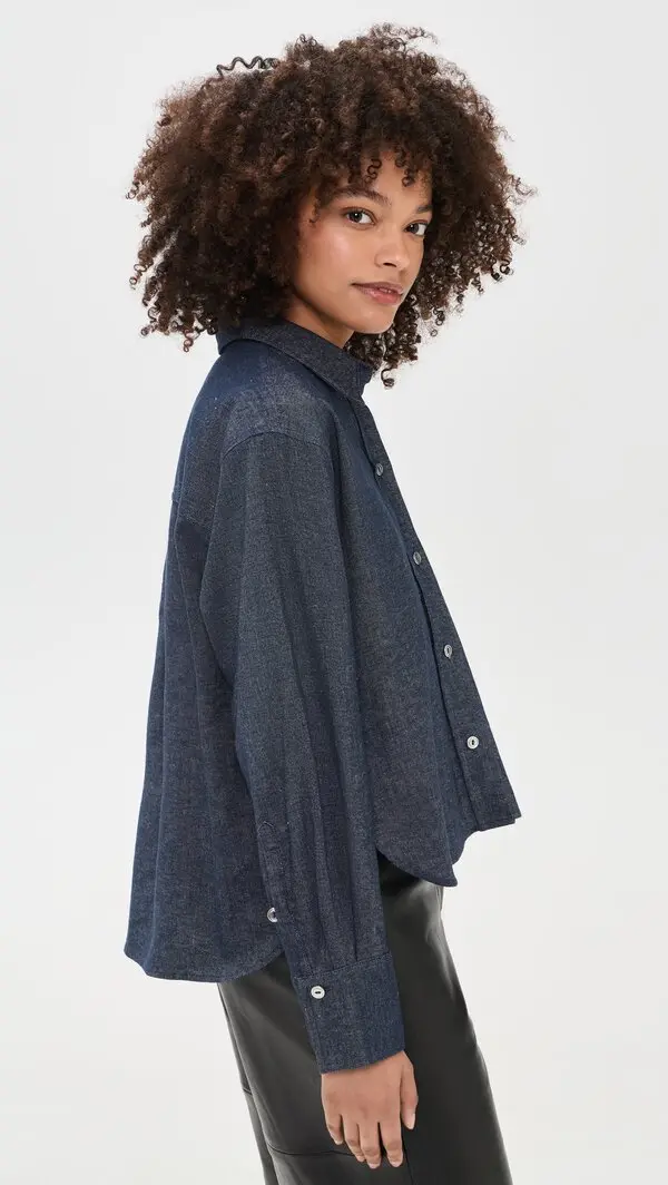 Vince Cropped Long Sleeve Shirt - Indigo