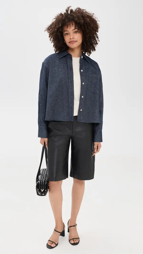 Vince Cropped Long Sleeve Shirt - Indigo