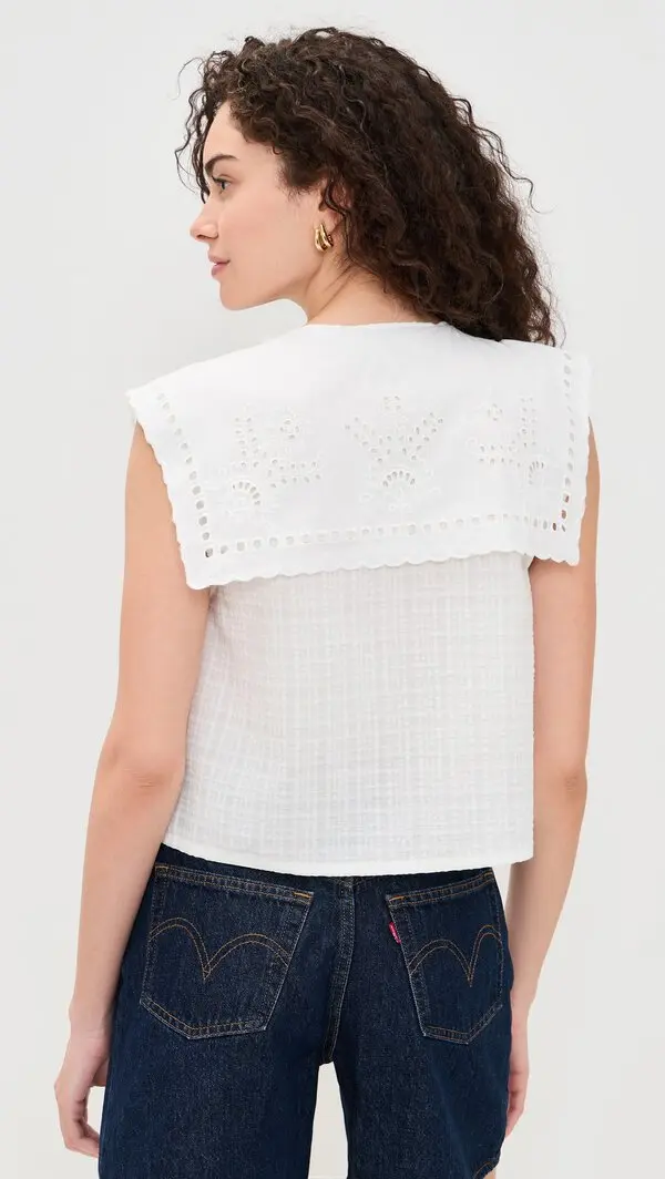 ANOTHER GIRL Cutwork Collar Tie-front Blouse
